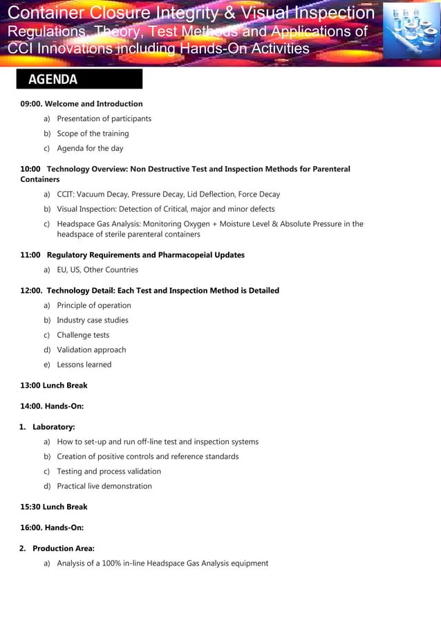 Container Closure Integrity & Visual Inspection Regulations | PDF
