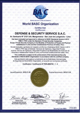 Brochure Defense & Security Service SAC 2019 | PDF