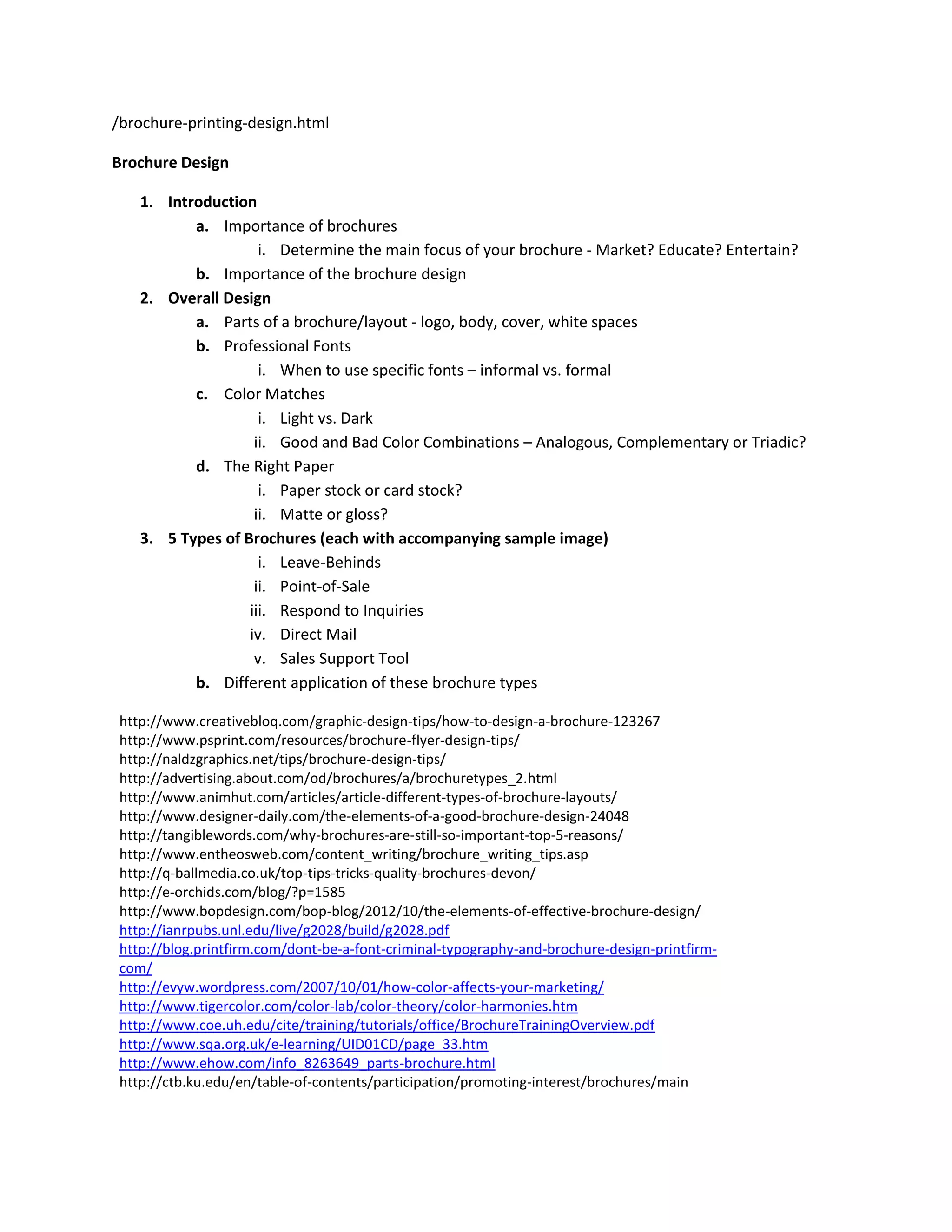 Fundamentals of Brochure Design | DOCX