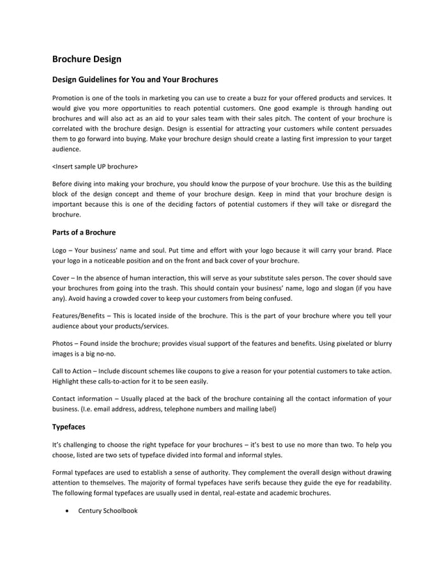 Fundamentals of Brochure Design | DOCX | Marketing and Advertising ...