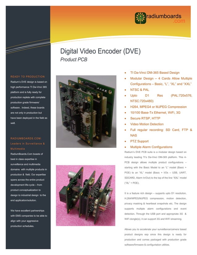 Radium Boards-Digital Video Encoder DM365 | PDF