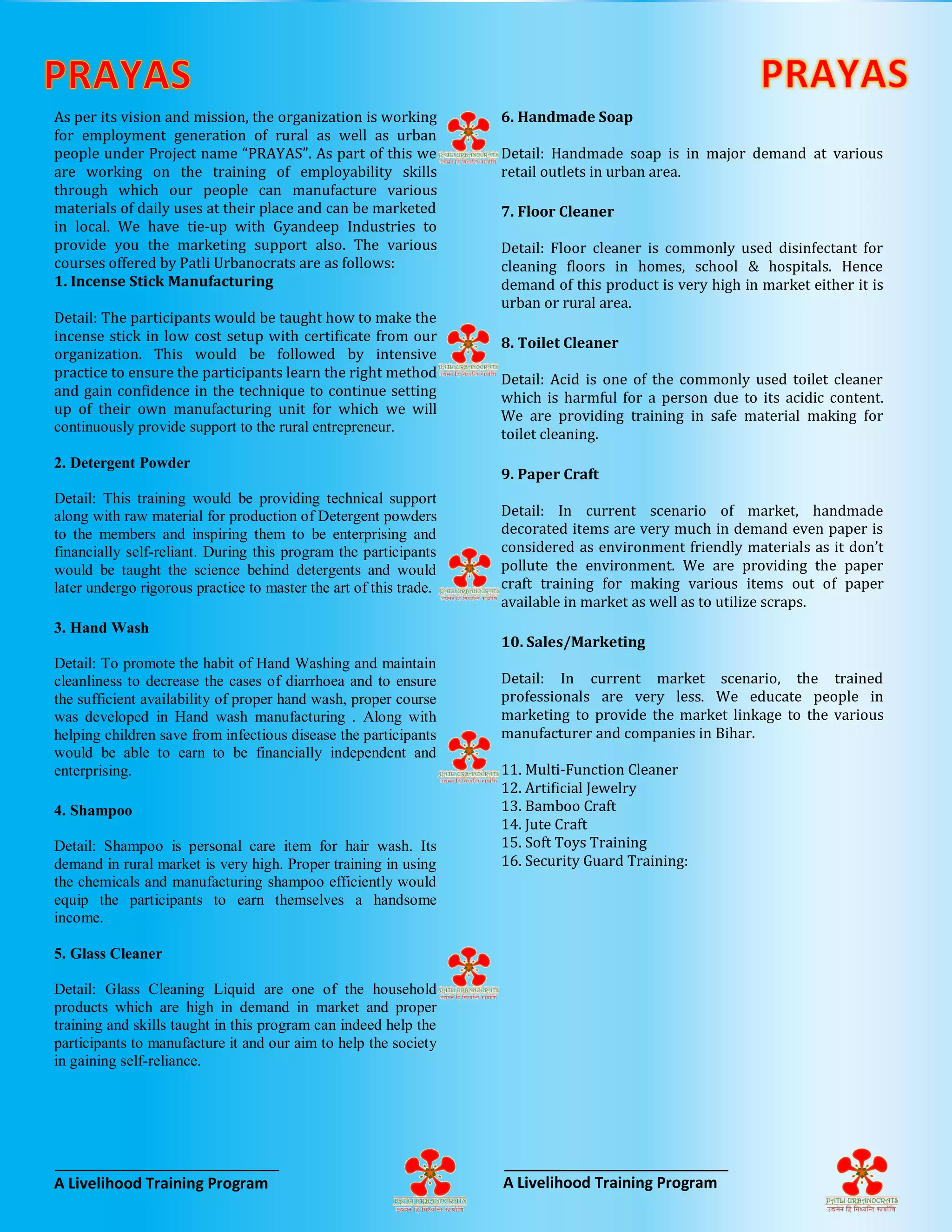 PRAYAS Livelihood Program Brochure | PDF