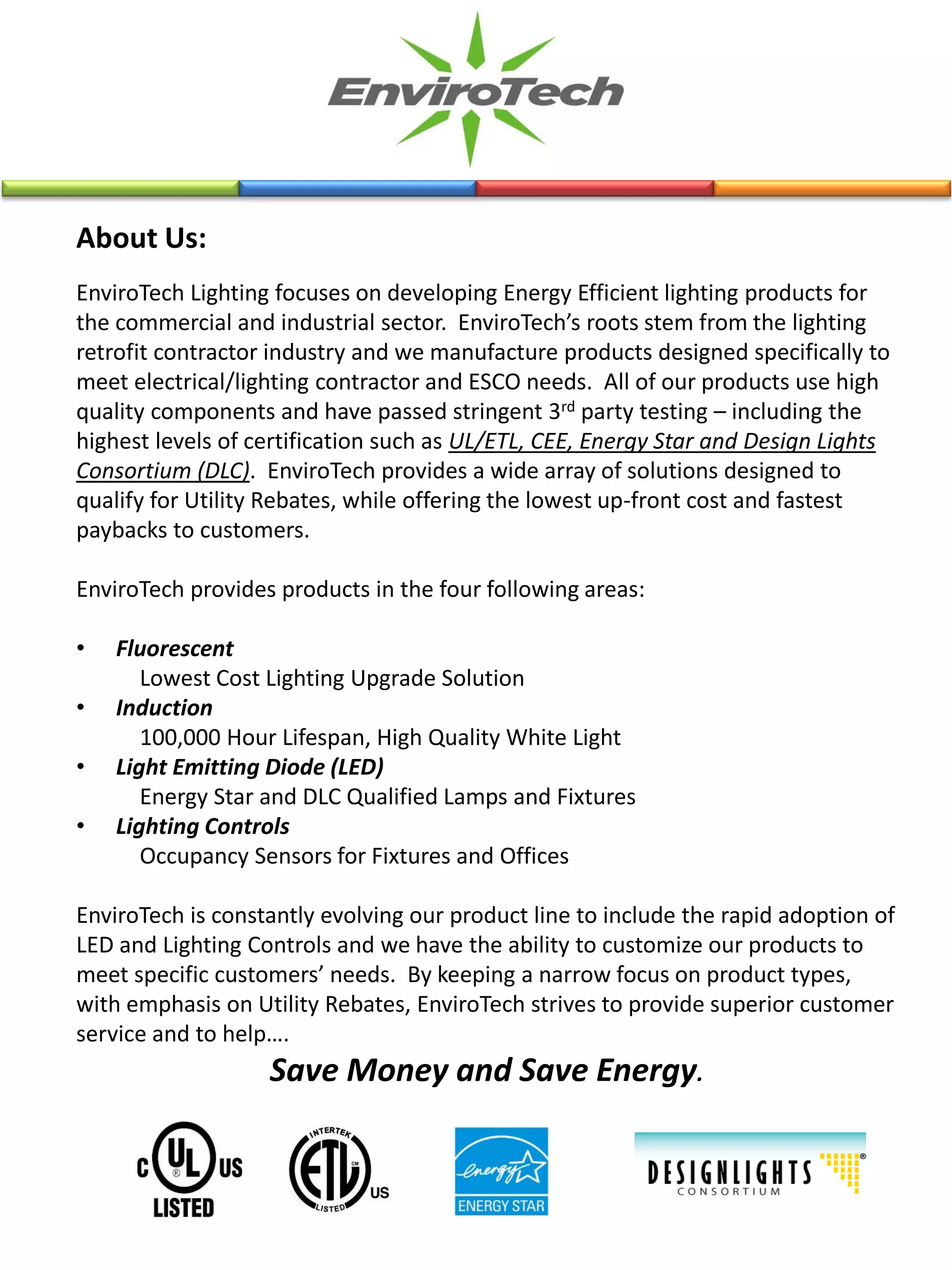 EnviroTech Lighting Product Brochure - Fluorescent, Induction, LED ...