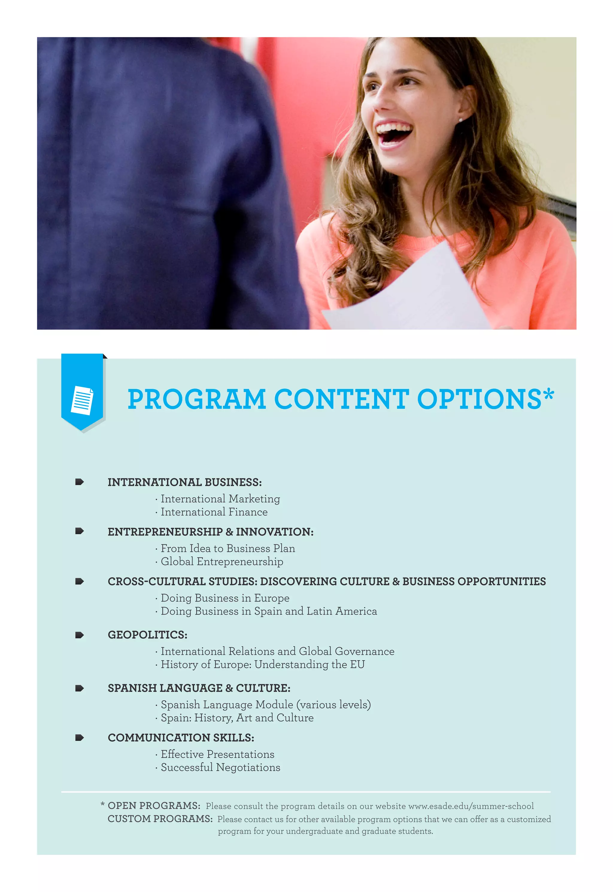 BROCHURE: ESADE Summer School - International Summer Programme | PDF