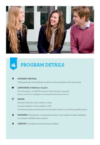 BROCHURE: ESADE Summer School - International Summer Programme | PDF