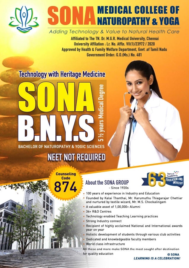 Admissions Open for BNYS medical degree at Sona Medical college of ...