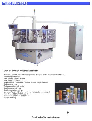 Screen printing machine by Graphics International Decorating | PDF