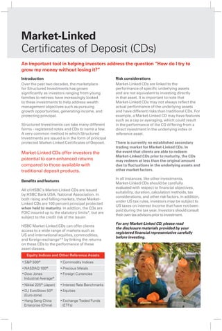 HSBC Bank Market-Linked CD Brochure | PDF | Stocks and Bonds | Personal ...