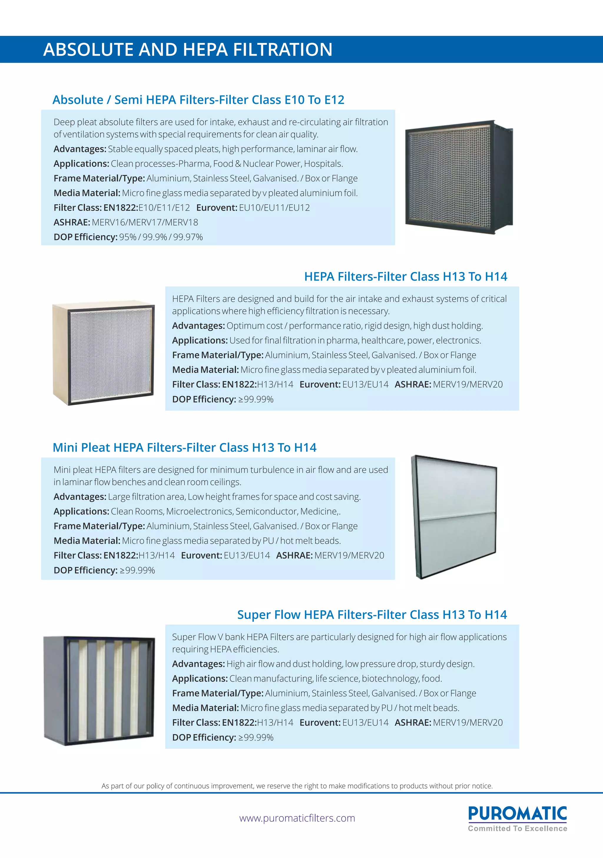 Brochure hvac filters puromatic | PDF