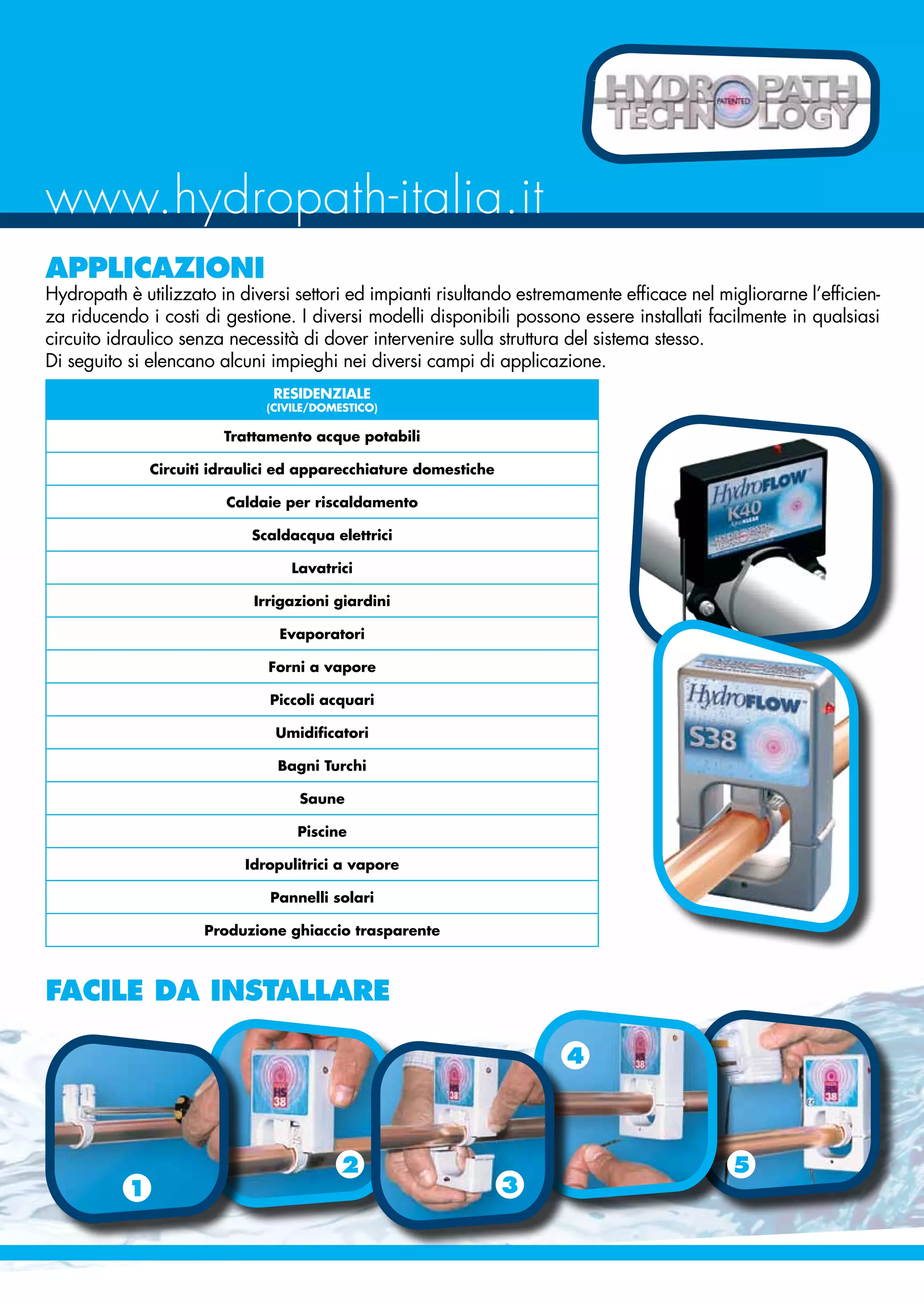 Brochure Hydropath trattamento calcare domestico e industriale | PDF