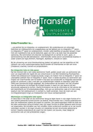 Brochure InterTransfer re-integratie 1ste & 2de spoor | PDF