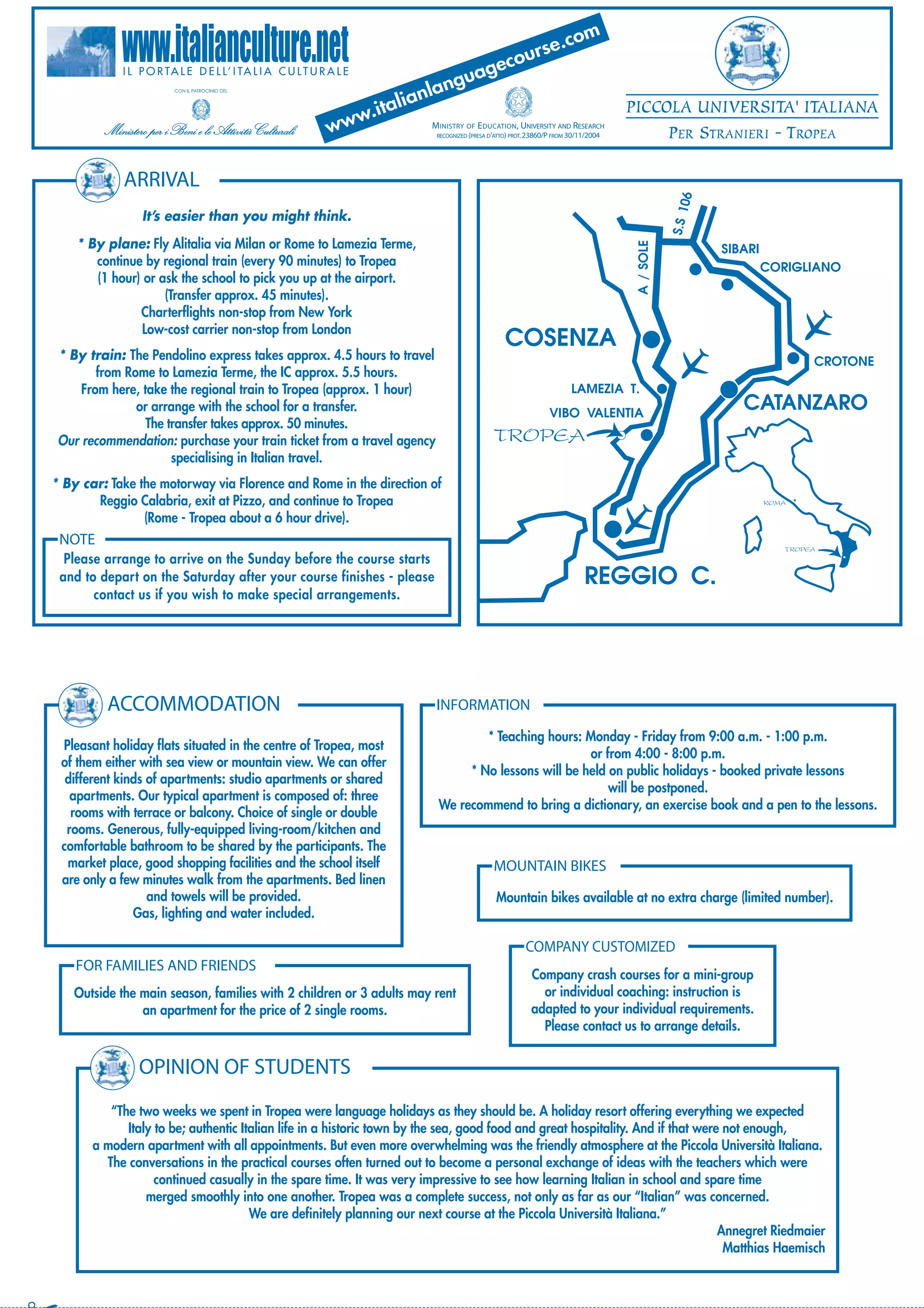 Brochure Italian Language Schools Italy 2010 | PDF