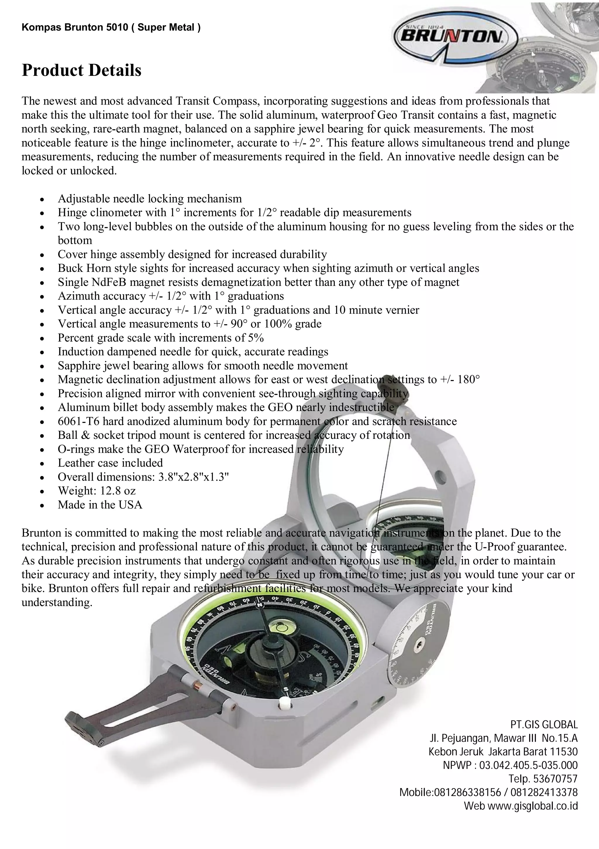 Brochure kompas brunton 5010 | PDF