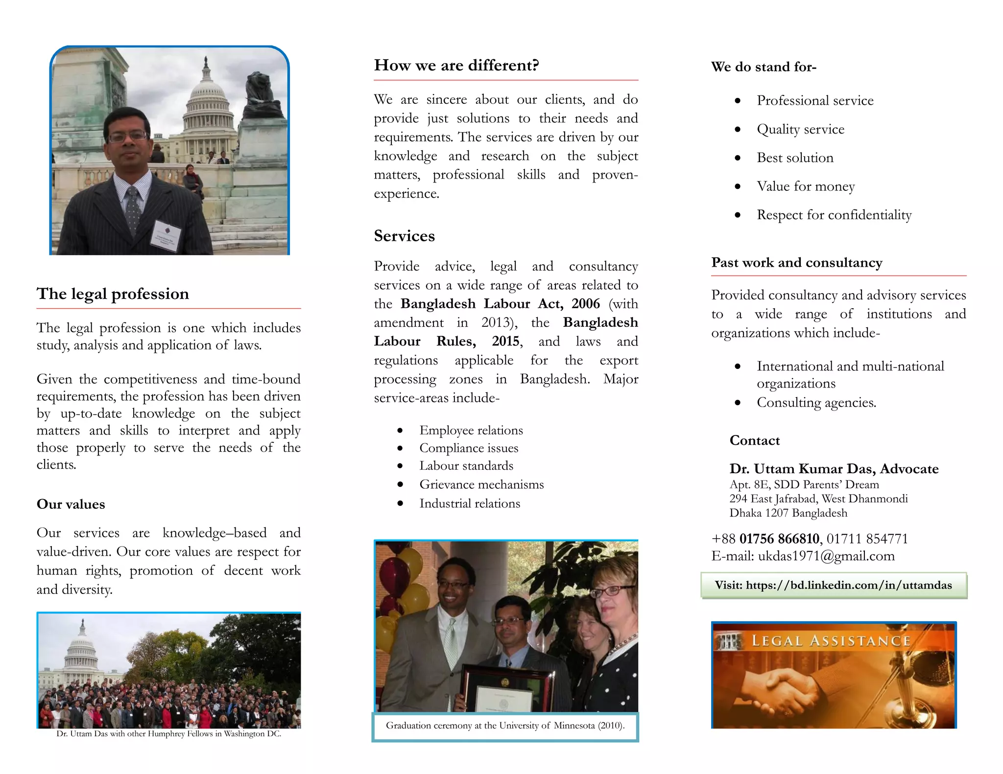 Brochure of Dr. Uttam Kumar Das, the Labour Lawyer | PDF