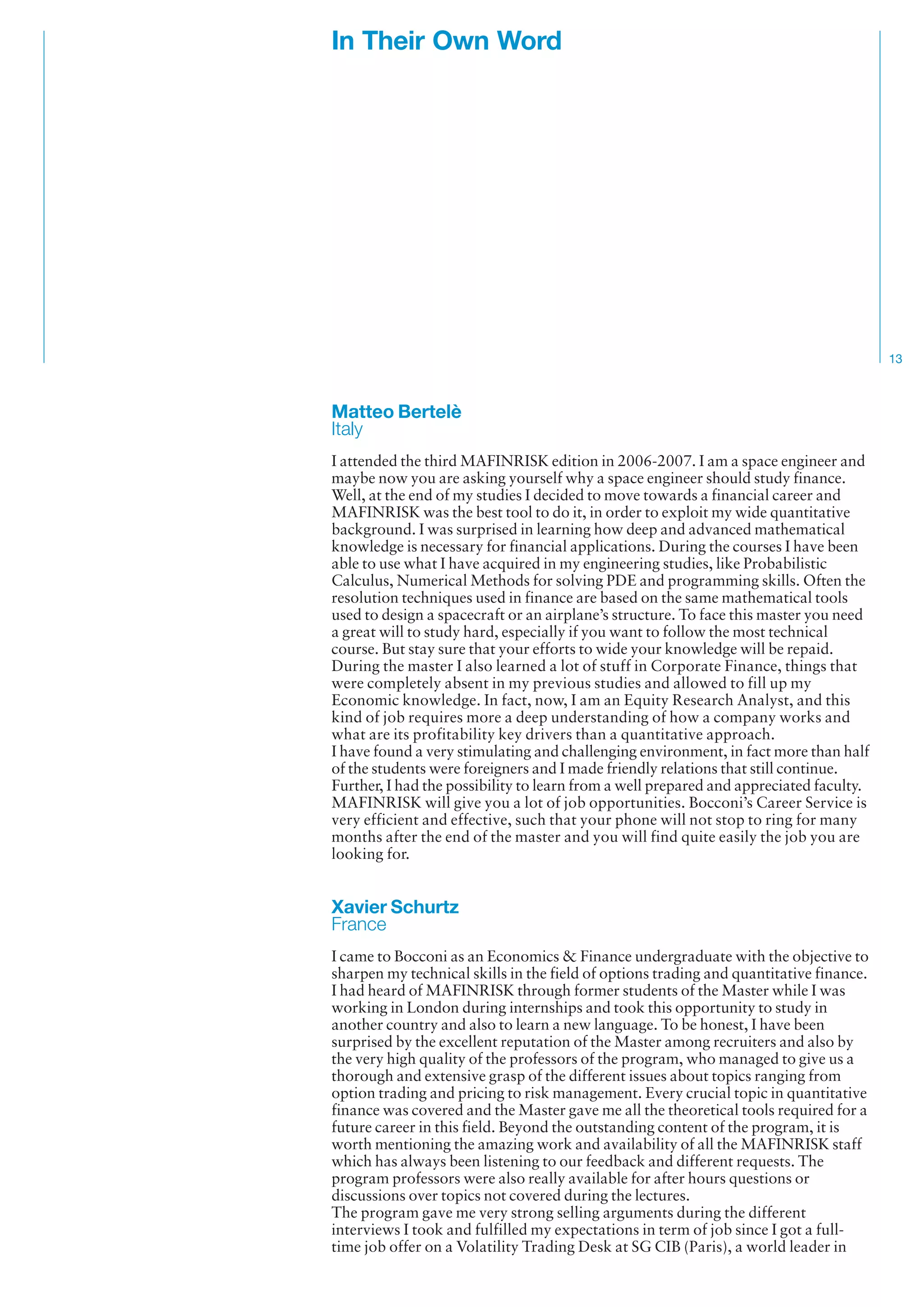 MAFINRISK Master of Quantitative Finance and Risk Management | PDF