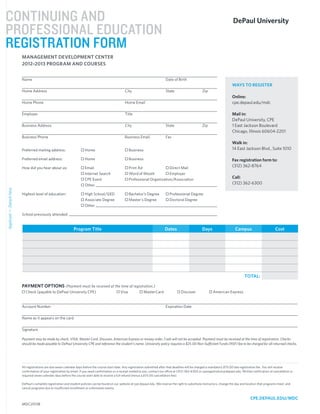 DePaul CPE Management Development Center Program and Course Guide 2013 | PDF