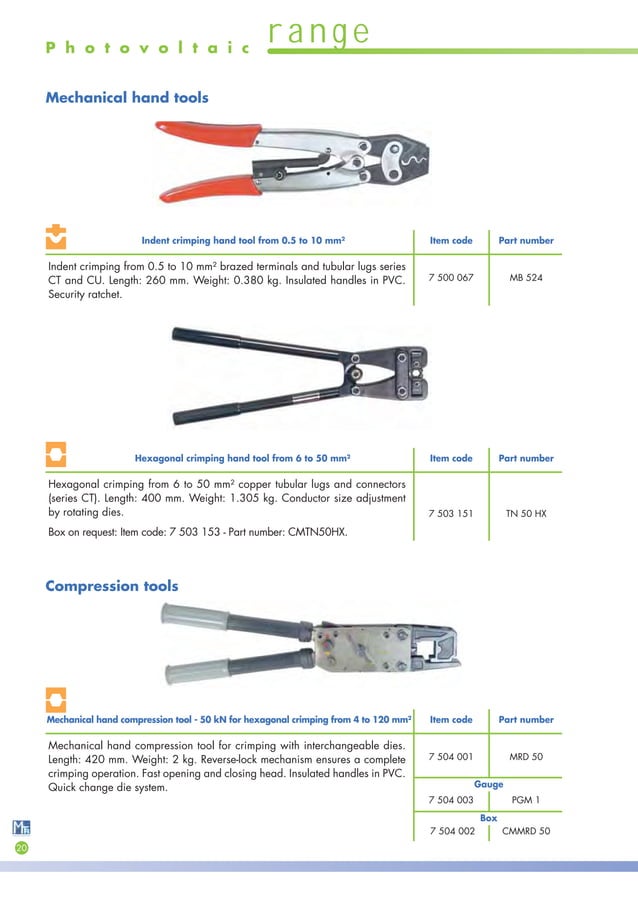 Mecatraction - Photovoltaic PV Cable Connectors & Earth Clamps | PDF