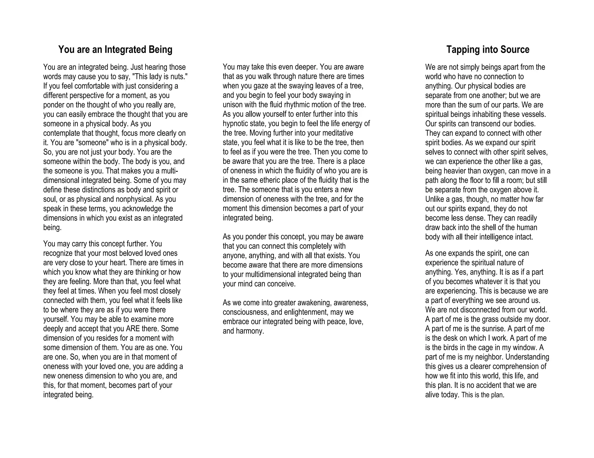 Oneness Brochure | DOC