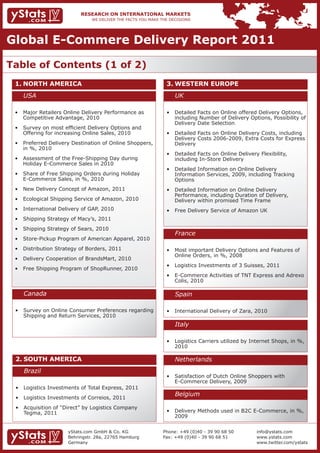 Global E-Commerce Delivery Report 2011 | PDF