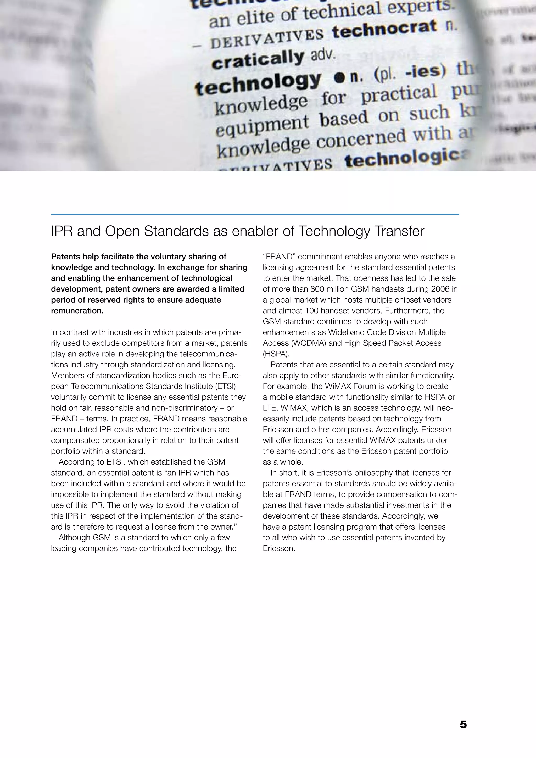 Brochure Patent Tech Licensing Programs - Ericsson | PDF