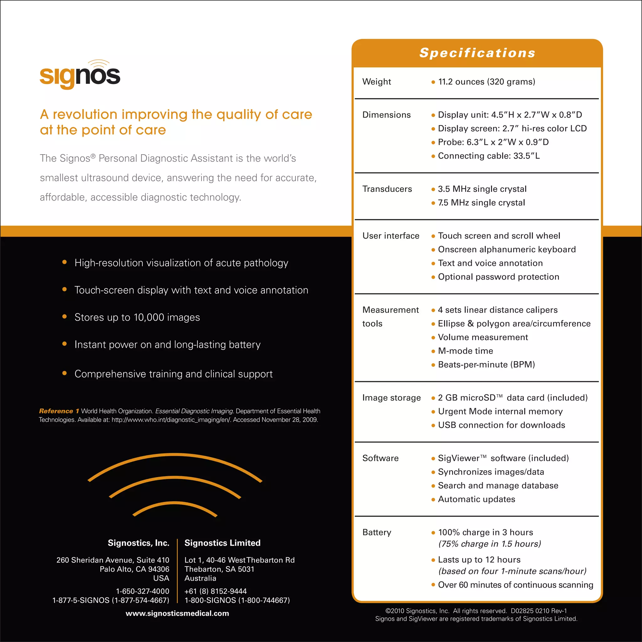 Signostics Signos Brochure primary care | PDF