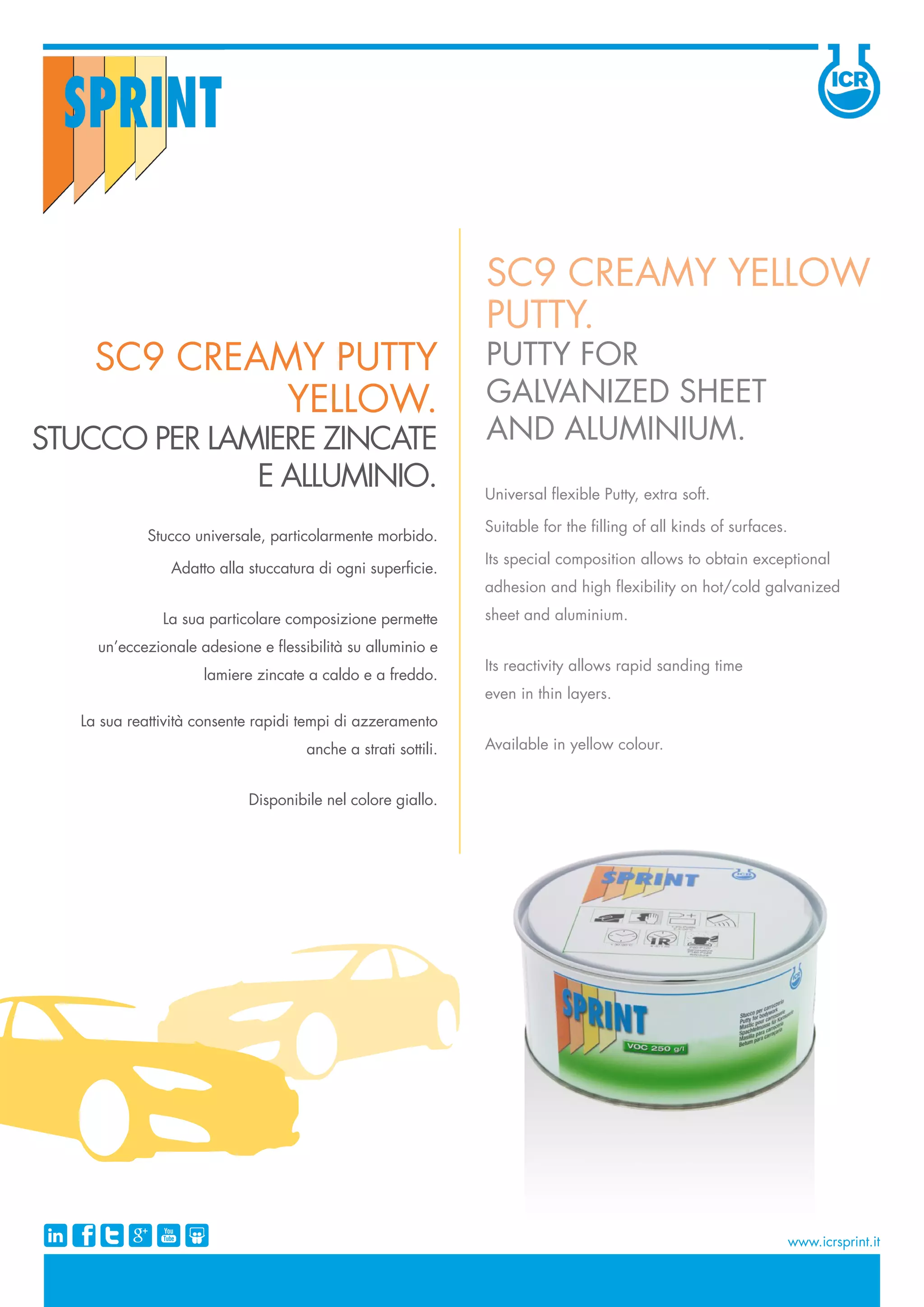 ICR SPRINT SC9 CREAMY YELLOW PUTTY - Stucco per lamiere zincate e ...