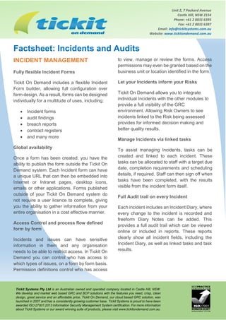 Tickit on Demand Brochures | PDF