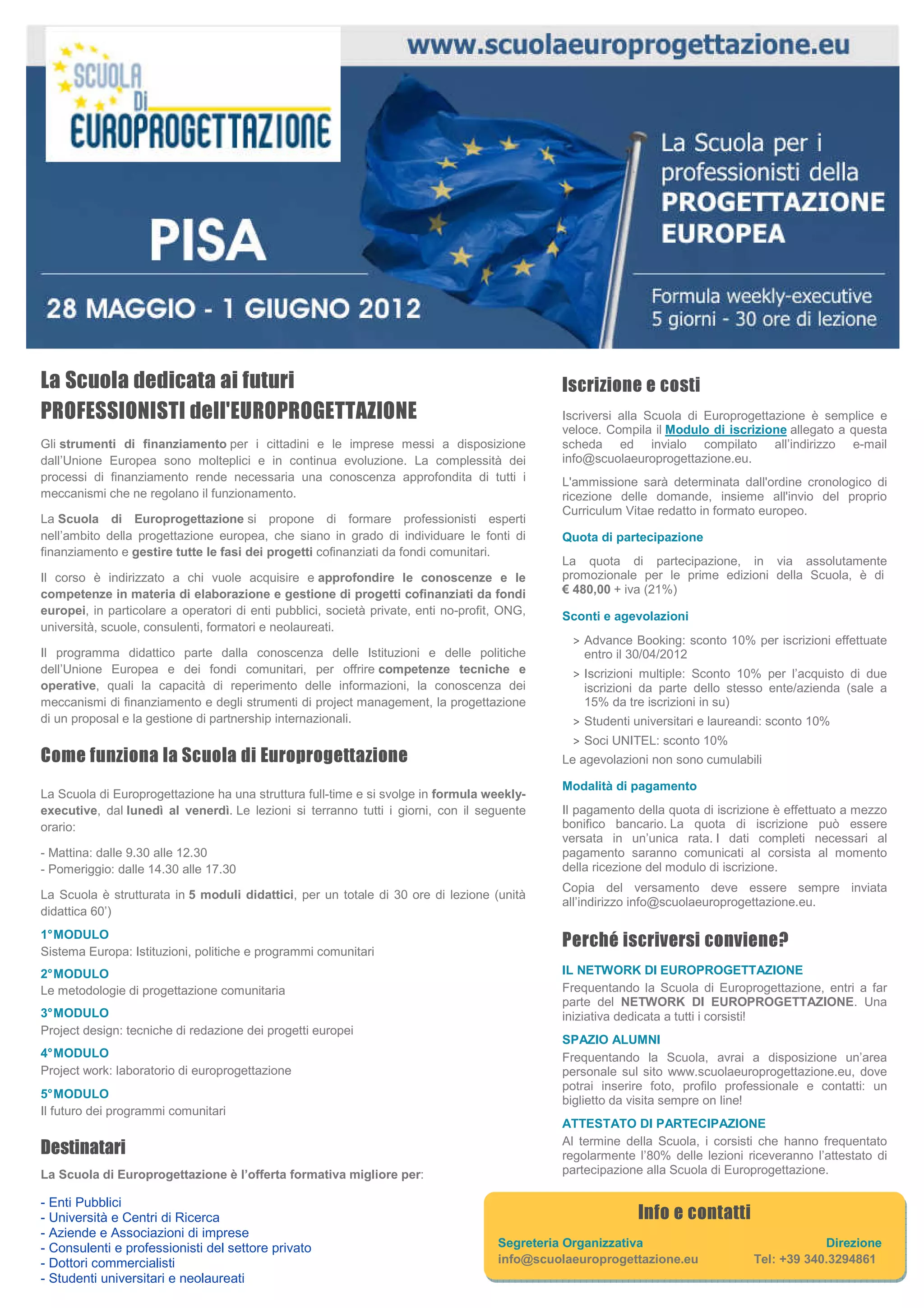 Scuola di Europrogettazione - Brochure | PDF