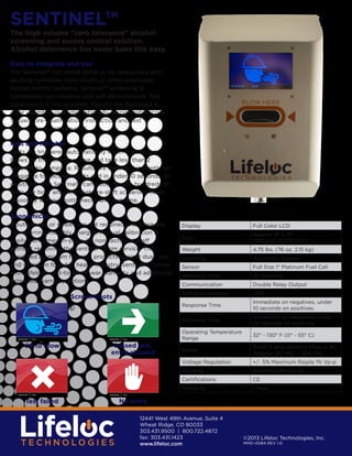 Sentinel Automatic Breath Alcohol Screening Station | PDF