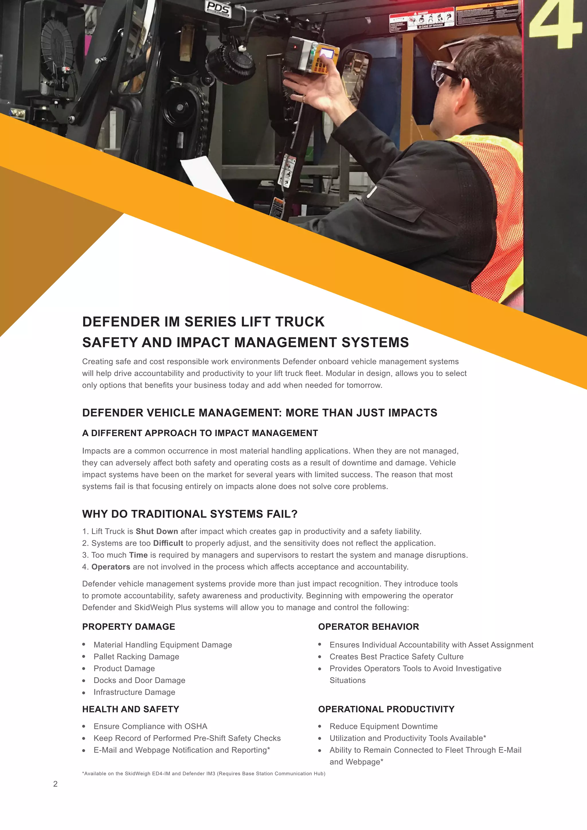 Forklift Impact Management, Defender system | PDF