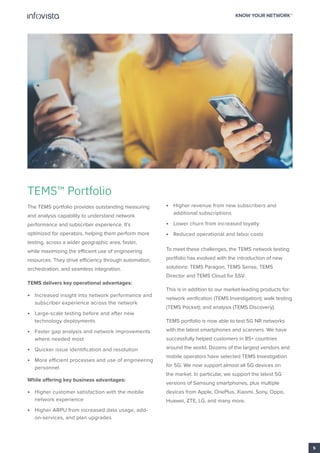 TEMS™ Network Testing Portfolio | Solution Brief | Infovista | PDF