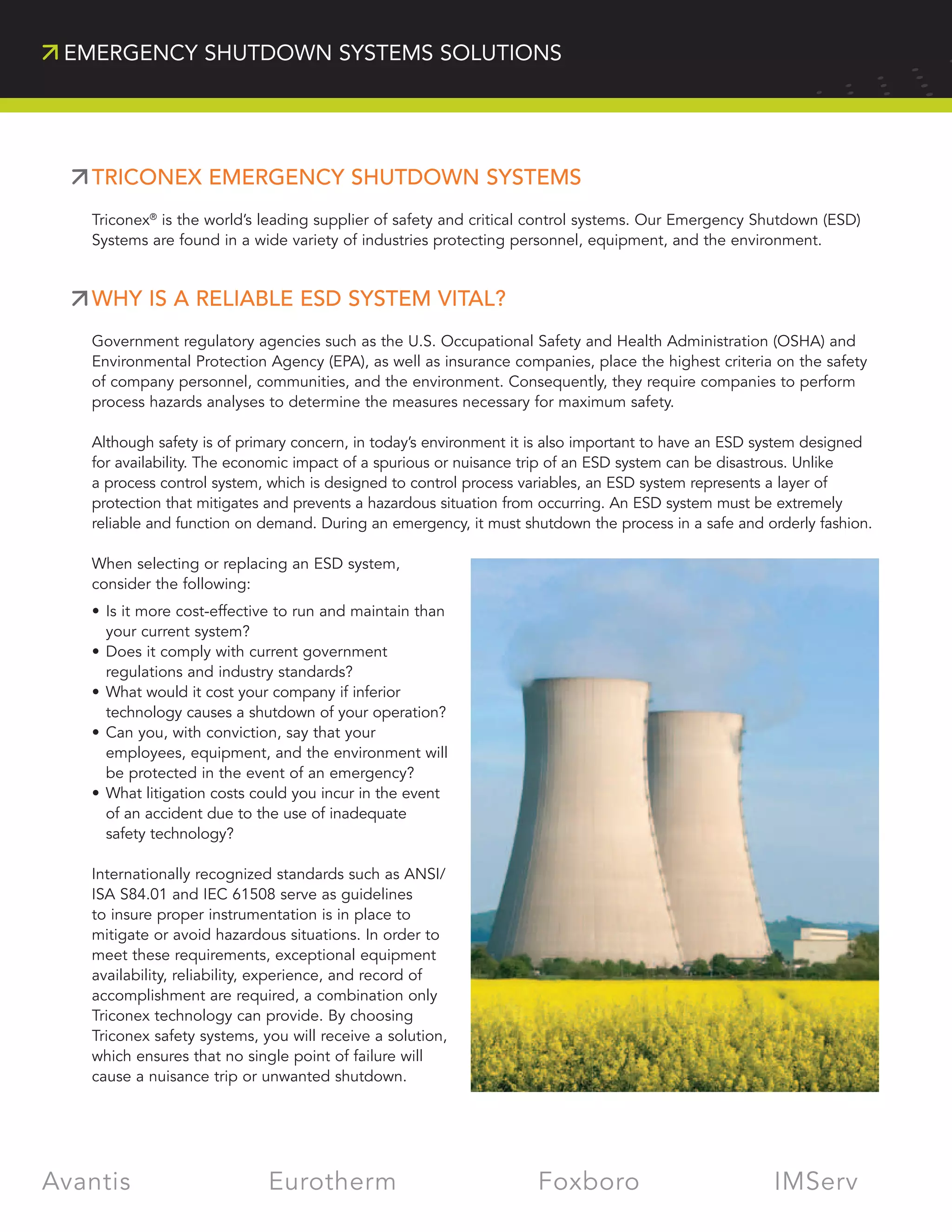 Brochure triconex emergency_shutdownsystemssolutions_03-10 | PDF