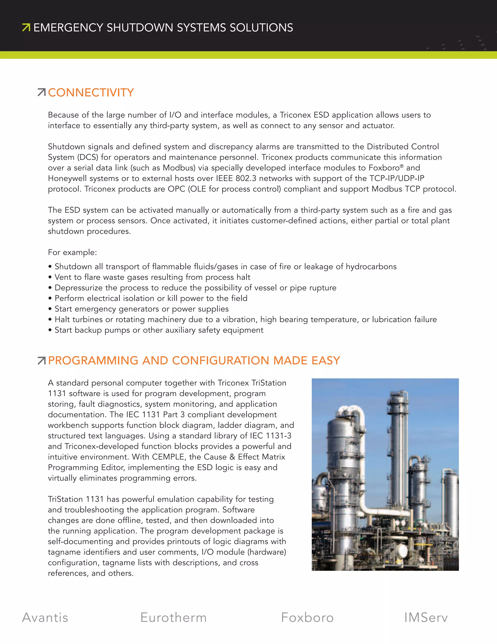 Brochure triconex emergency_shutdownsystemssolutions_03-10 | PDF