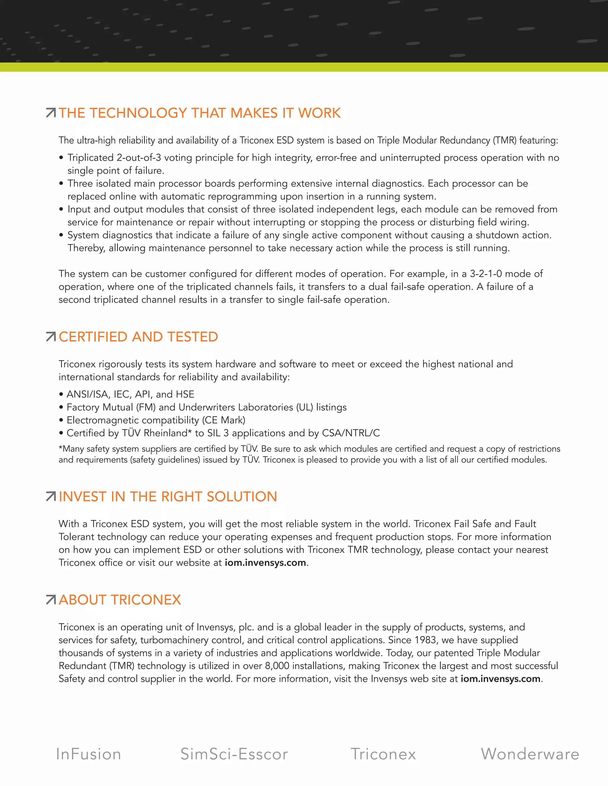 Brochure triconex emergency_shutdownsystemssolutions_03-10 | PDF