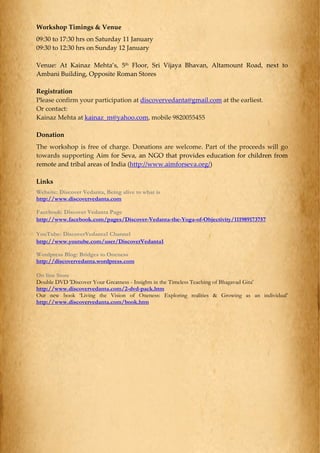 Brochure Workshop Mumbai 11-12 January 2014 | PDF