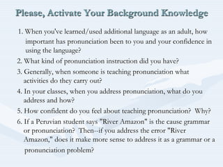 Bringing Pronunciation Into Every Class | PPTX