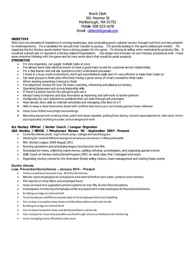Brock clark sports resume | DOCX | Telecommunications Industry | Industries