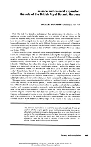 Brockway science and colonial expansion | PDF