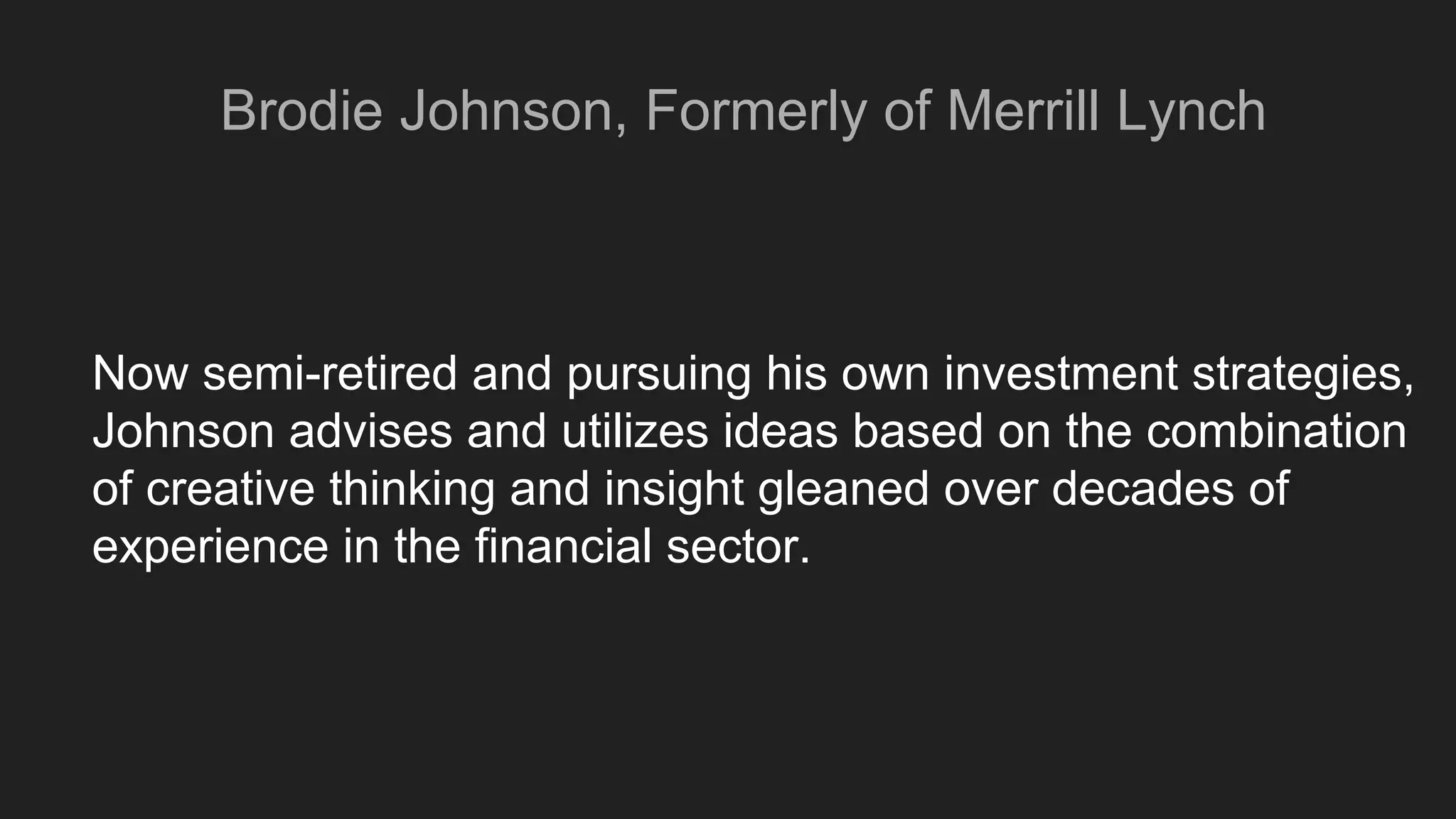 Brodie Johnson, formerly of Merrill Lynch: what to know about bonds | PPT