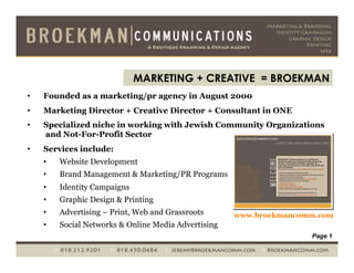Jeremy Broekman - Jewish Marketing Consultant | PPT
