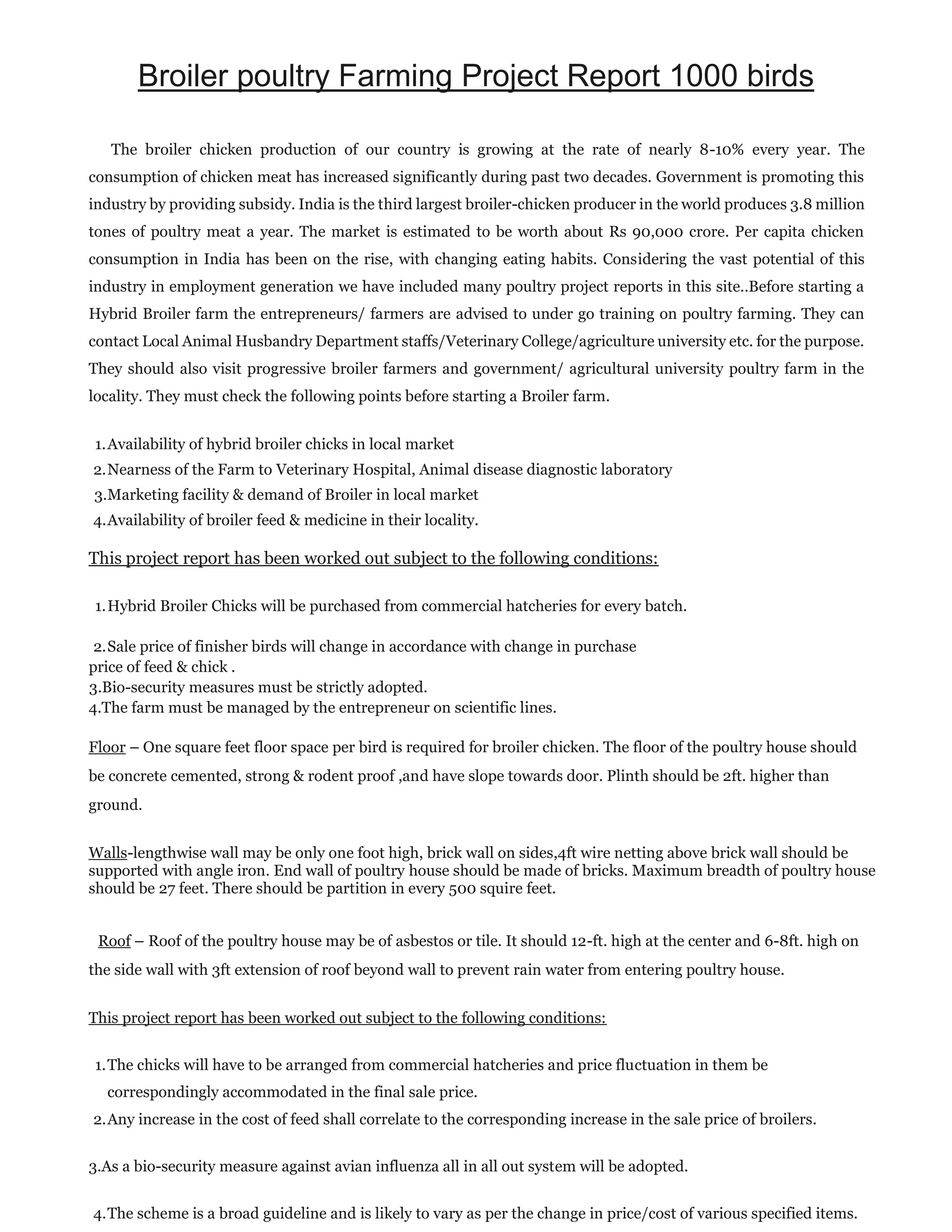 Broiler farm-project-report-1000-birds | PDF