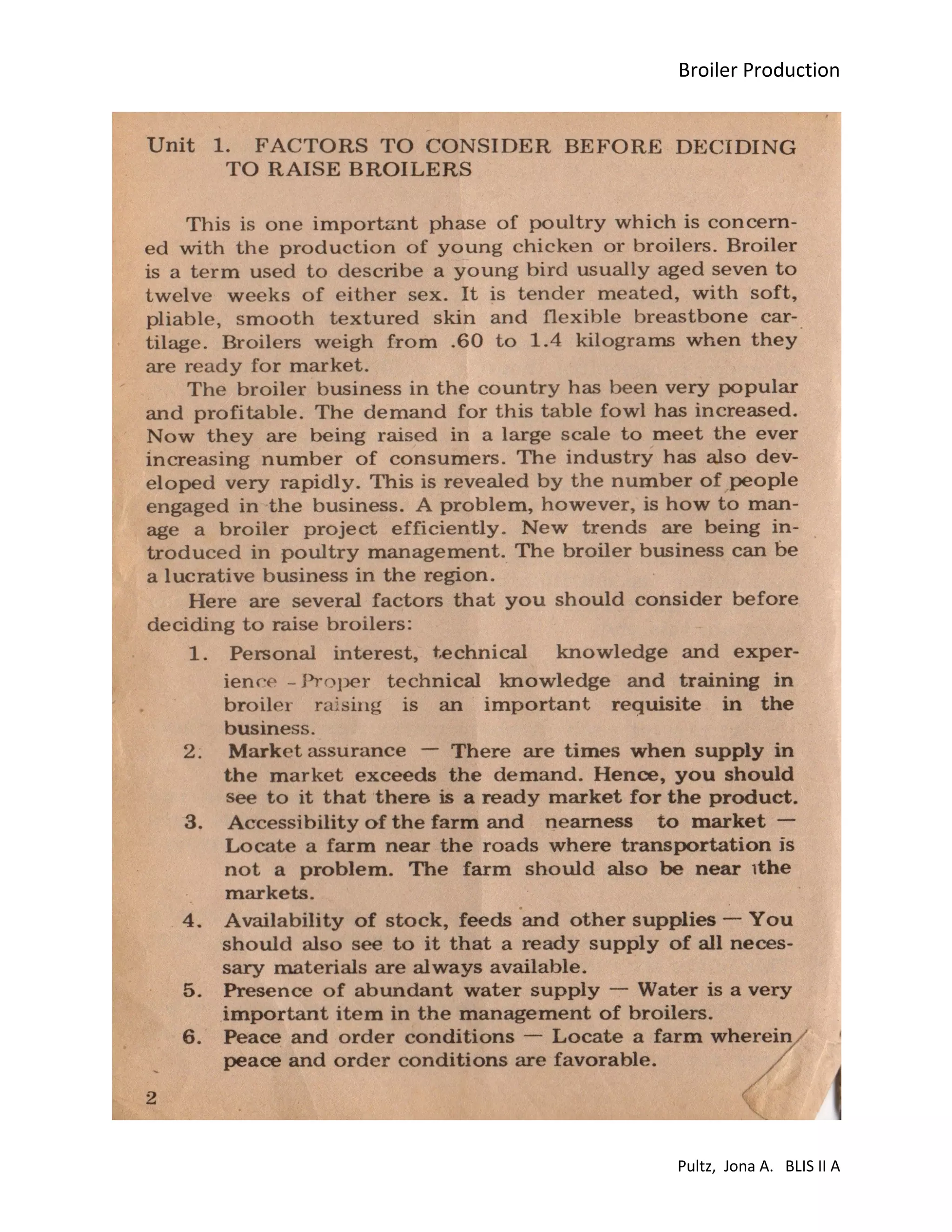 Broiler production | PDF