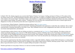 Broken Window Theory | PDF