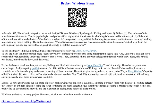 Broken Window Theory | PDF
