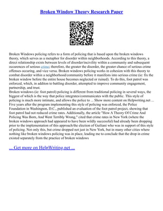 Broken Window Theory Research Paper | PDF