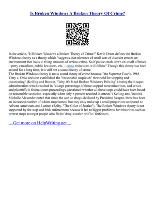 Broken Window Theory Research Paper | PDF