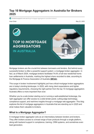 Top 10 Mortgage Aggregators in Australia for Brokers 2025 | PDF