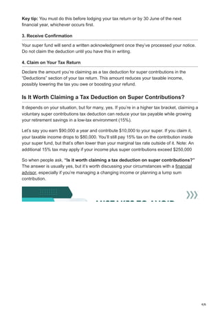 A Complete Guide to Claiming Tax Deductions on Super Contributions | PDF