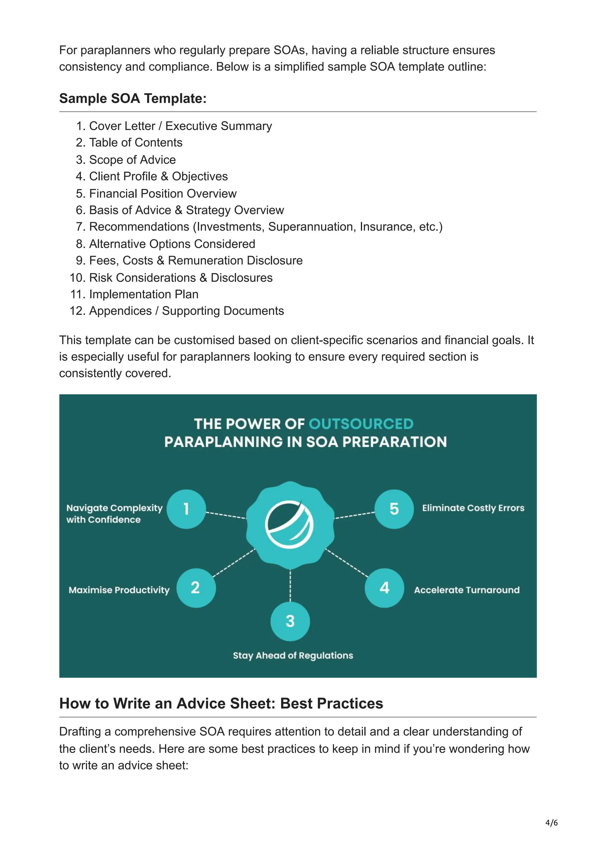 Comprehensive SOA Template and Example for Efficient Paraplanning | PDF