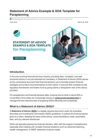 Comprehensive SOA Template and Example for Efficient Paraplanning | PDF
